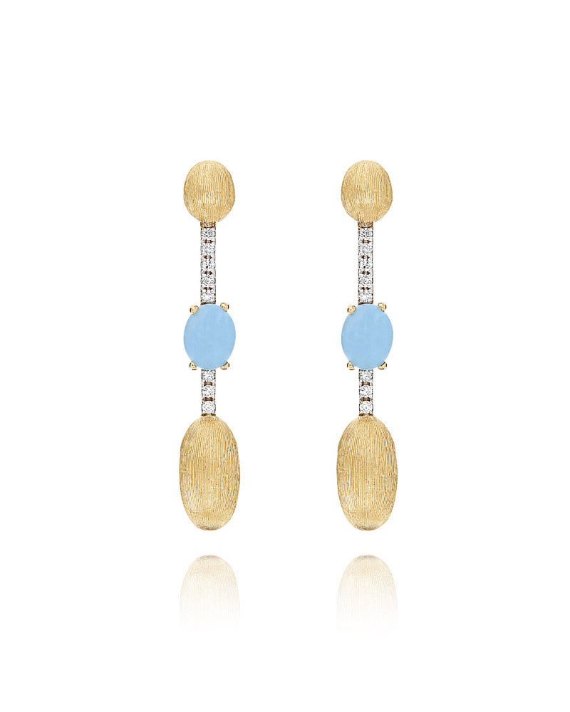 "azure" gold, aquamarine and diamonds long earrings – Nanis Italian Jewels