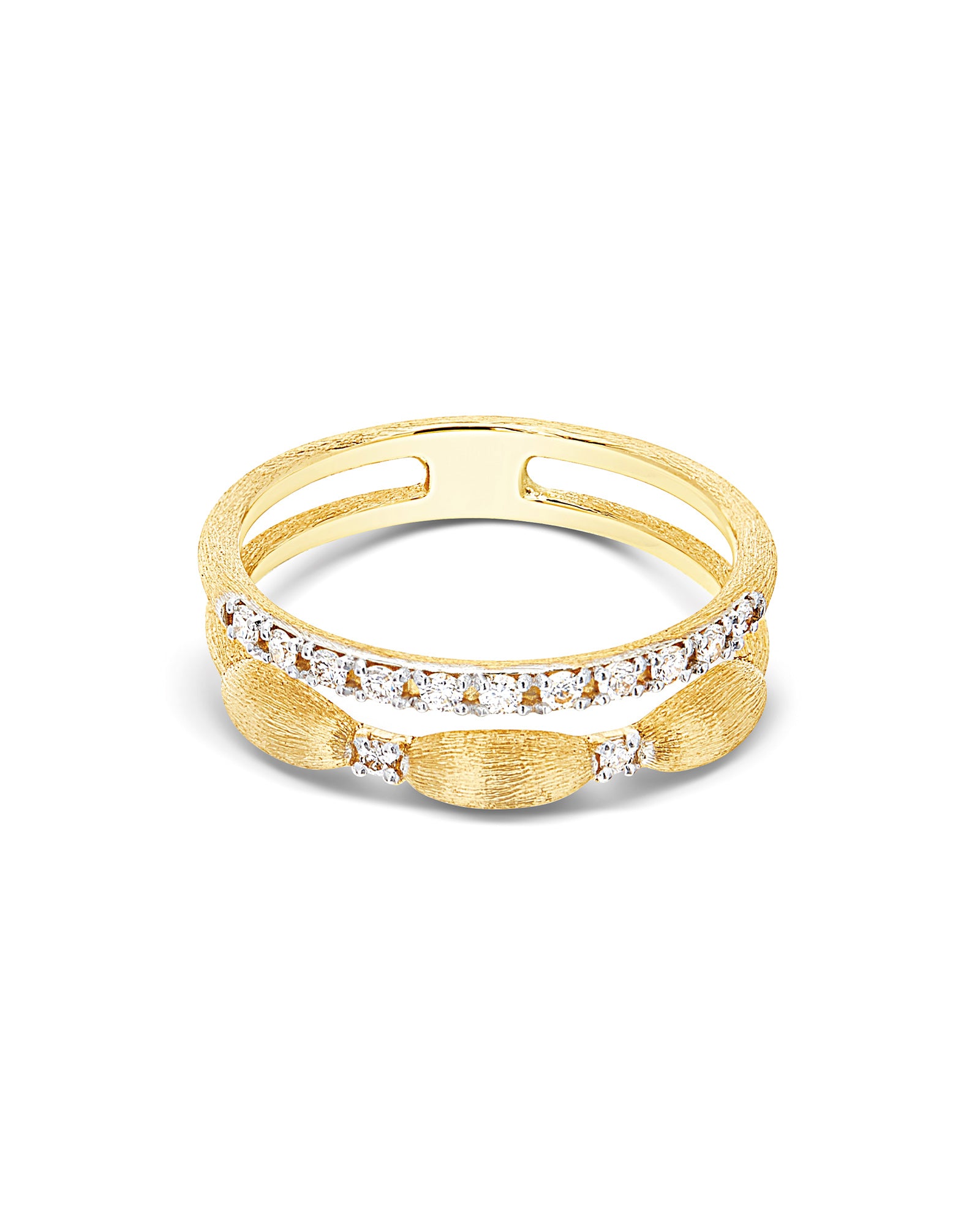 "Élite" irregular gold boules and diamonds double-band ring – Nanis ...