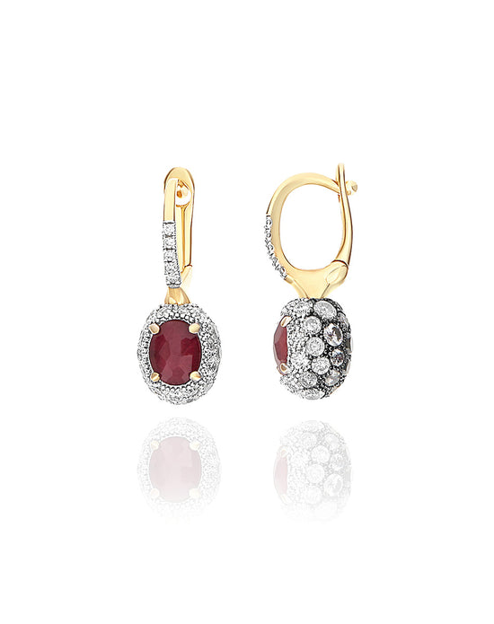 Reverse Ciliegine earrings (baby), reversible, in gold, diamonds, ruby ...