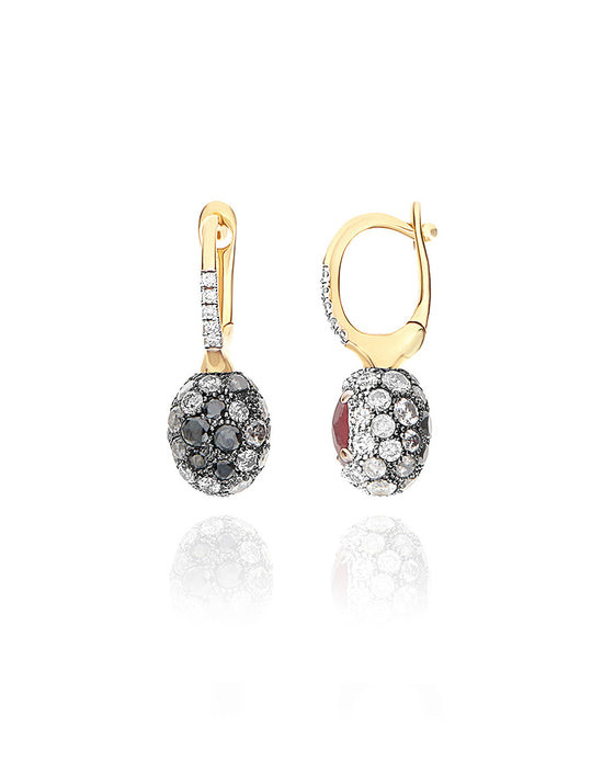 Reverse Ciliegine earrings (baby), reversible, in gold, diamonds, ruby ...