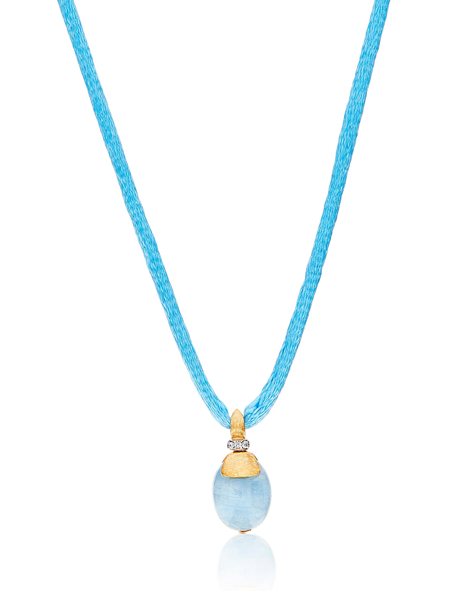 "Azure" gold, diamonds and milky aquamarine pendant (small) – Nanis ...